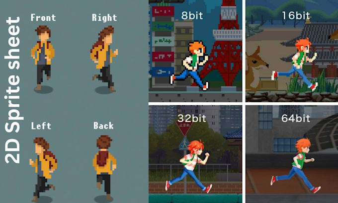 2d pixel sprite sheets, sprite sheet animation, pixel character, game ...