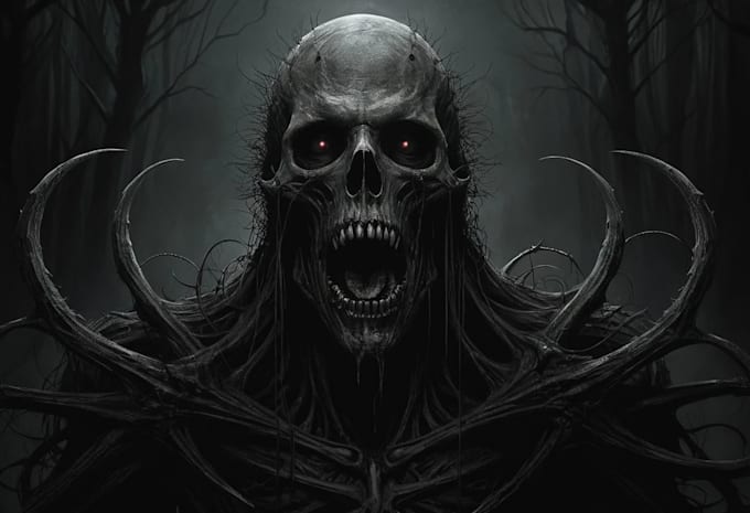 Draw detailed creepy and terrifying dark art illustration by Dazhargess ...