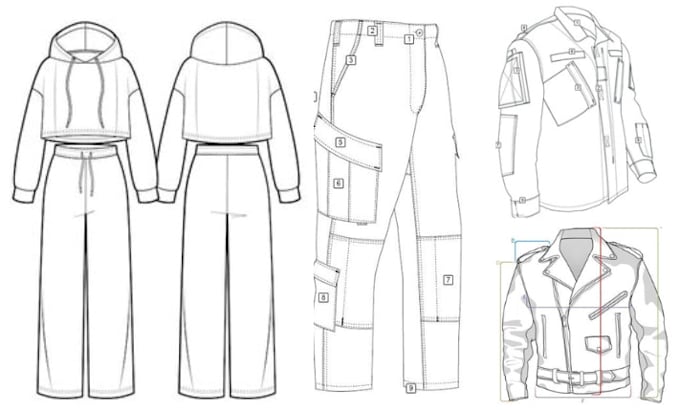 Tech pack cloth fashion tech pack mockup designs with illustration and ...
