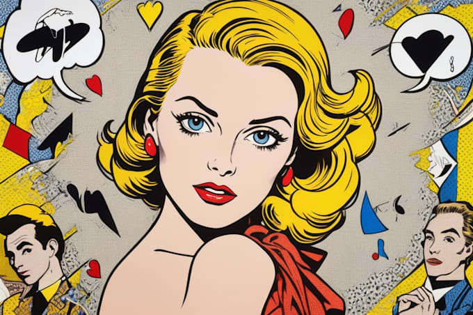 Draw pop art portrait in roy lichtenstein style by Leslennett | Fiverr