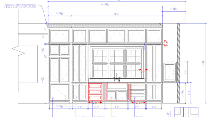 Custom millwork shop drawings design for kitchen cabinets wardrobes and ...