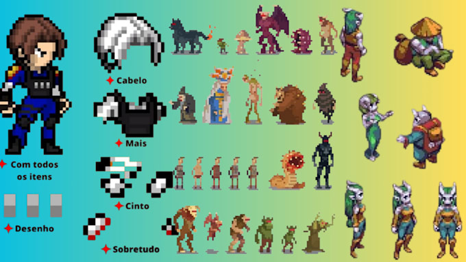 Create pixel art sprite sheet, fnf sprite pixel game art rpg pixel art ...