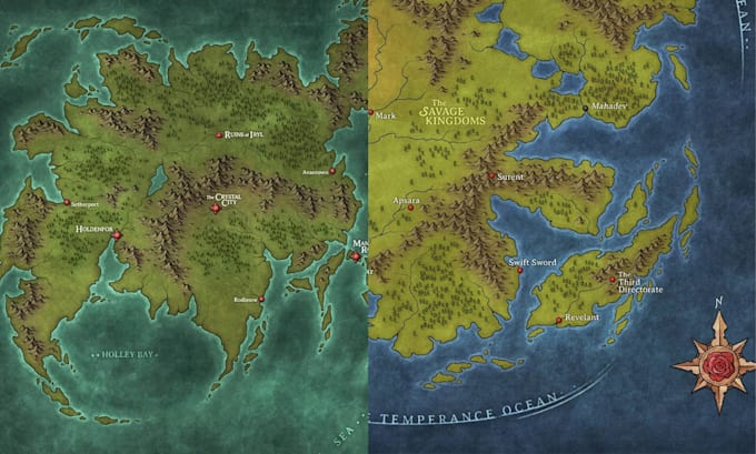 Do world fantasy map, novel map, city map, dnd campaign map, board game map