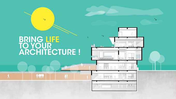 Render 2d architecture drawings plan, section, elevation in photoshop ...