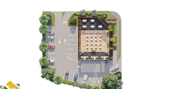 Buildup 3d commercial space,isometric plan,landscape design,cad layout ...