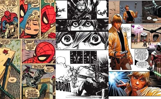 Draw comic panel comic book illustration, multi page comic strip ...