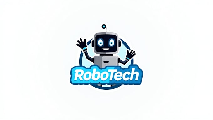 Do make flat robot says hello mascot logo design with 1 day delivery by ...