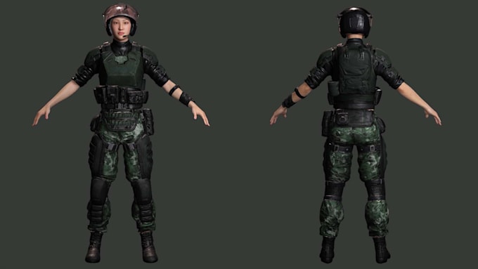 Full control rig 3d game character, pbr texture, clean uv map, 3d ...