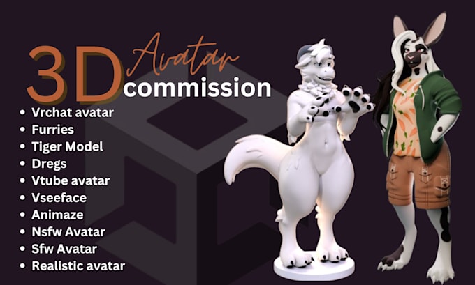 Do custom vrchat avatar, furry vtuber model, 3d nsfw art, vseeface, 3d model by Chrispy_paws ...