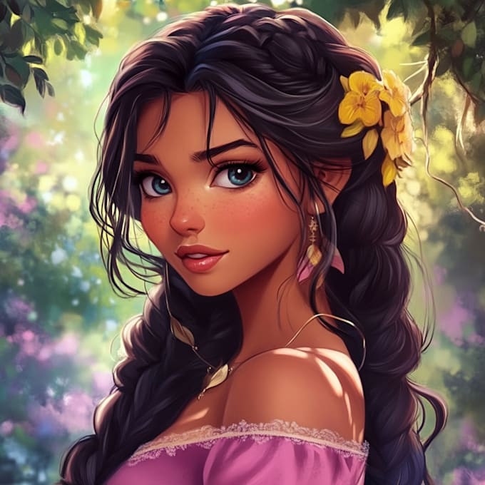 Draw a disney style cartoon portrait illustration for you by Fairuza ...