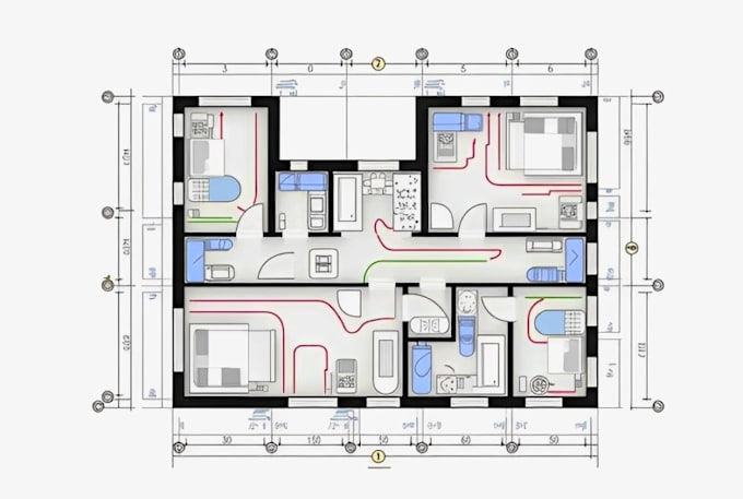 Draw 2d electrical plumbing mep plans,solar,floor plans, in autocad ...