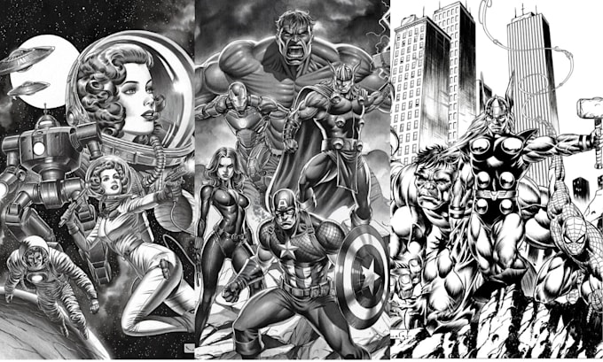 Draw vintage retro comic, comic book illustration cover art, vintage ...