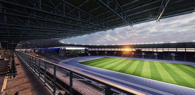 Render 3d sport facilities,football stadium,padel court,race track ...