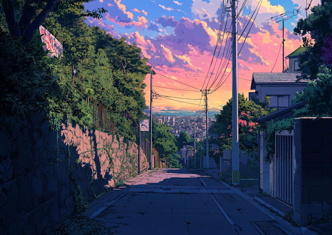 Make a anime background, 2d environment, landscape by Budorton | Fiverr