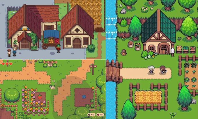 Do top down pixel art tileset rpg game assets tile map sprites sprite ...