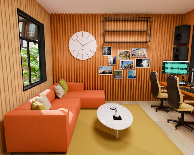 Craft 3d music room design,art studio,3d steam room rendering sketchup home by Eamisml | Fiverr