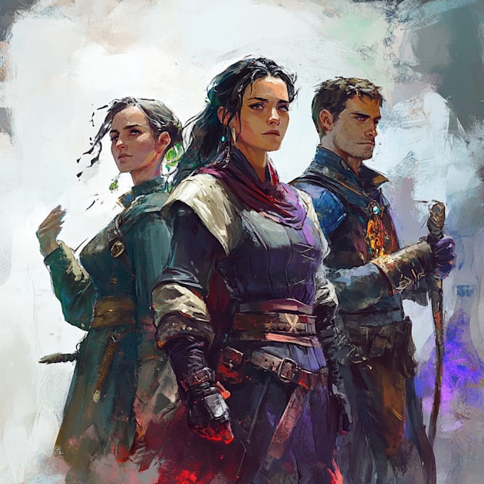 Draw a character art, game art, dnd party, dnd character art by Tenranq ...