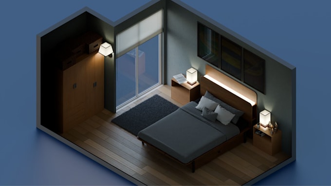 Create 3d isometric room and both display in blender by James_modeller1 ...