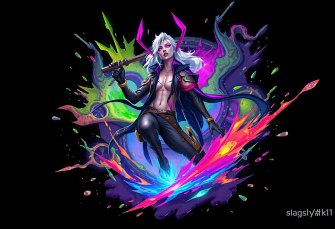 Design cyberpunk and fantasy character splash art by Melvieelton | Fiverr