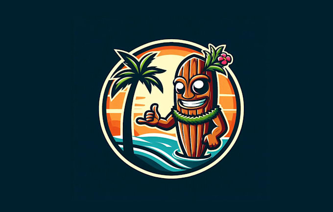 Create tiki surfboard mascot logo design for your business in 12 hours ...