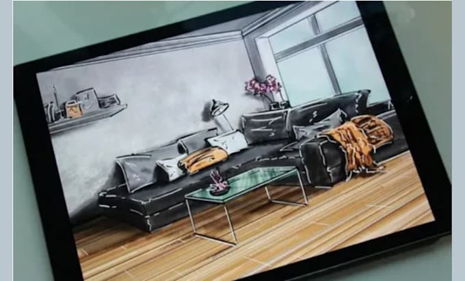 Draw interior design sketch in procreate app by Emmywebs23 | Fiverr