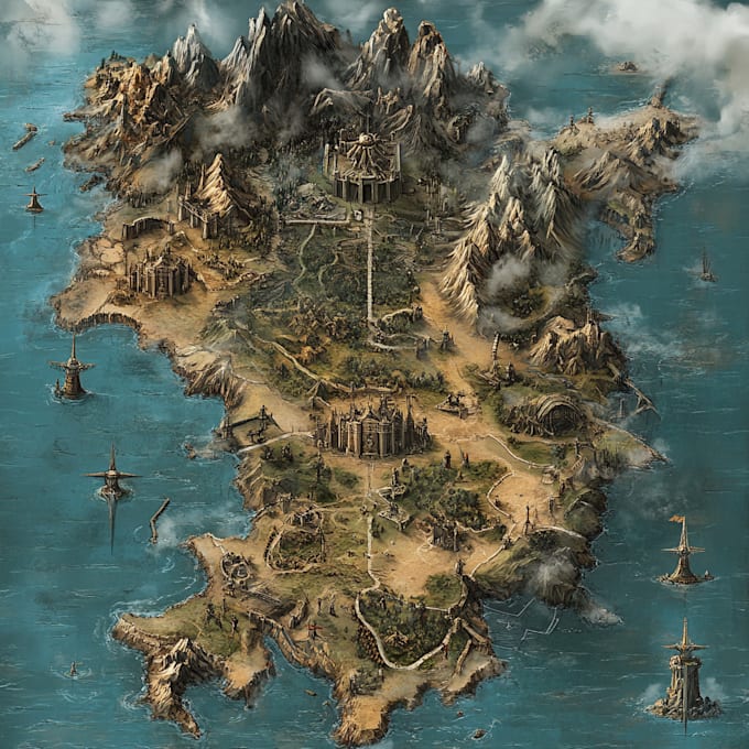 Draw a high quality fantasy map by Zahiraarro | Fiverr