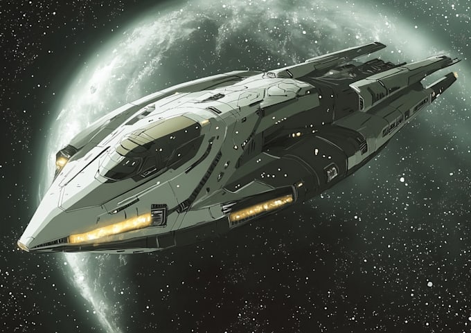 Draw a sci fi spaceship design by Olivuick | Fiverr