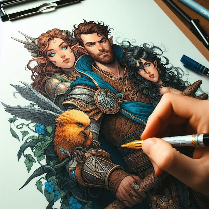 Draw concept art, dnd, fantasy character, dnd party by Timmanre3 | Fiverr