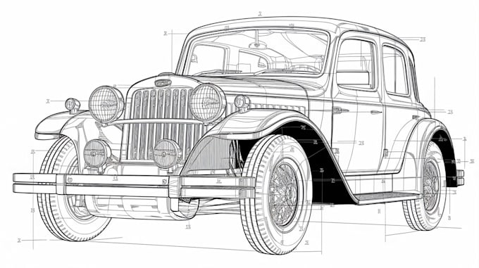 Design utility and patent technical line drawing vector illustration ...