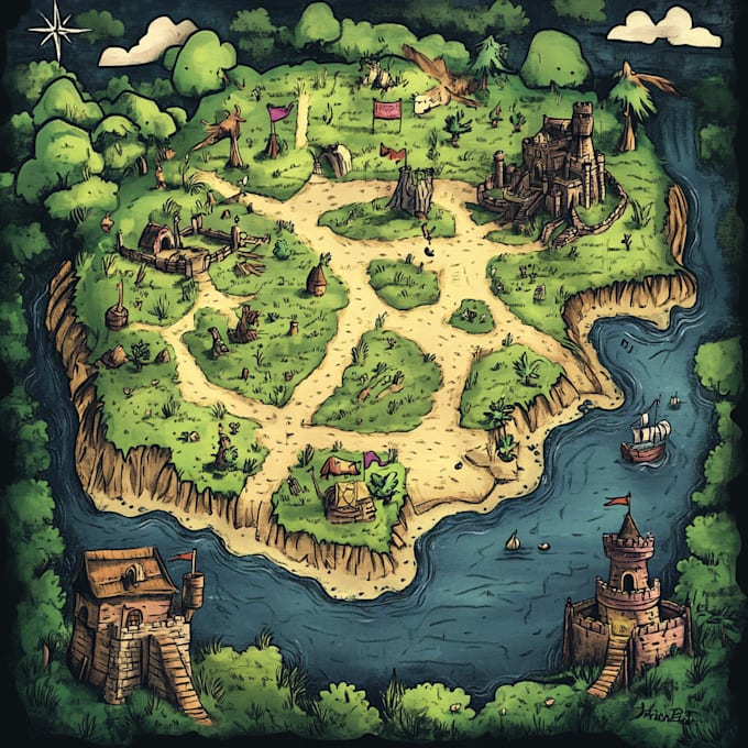 Hand draw a fantasy map for your book by Dondrearett | Fiverr