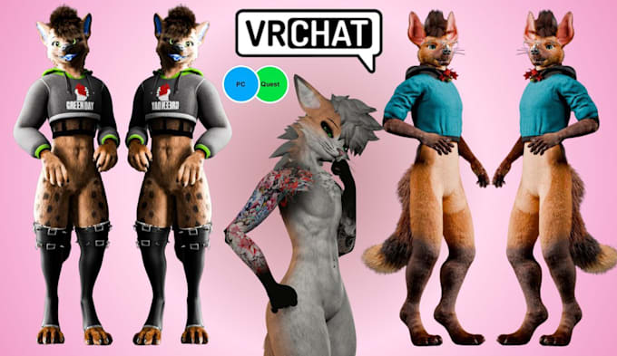 Model custom 3d vrc furry, vr character, vrchat avatar, furry avatar, nsfw furry by Xercia | Fiverr