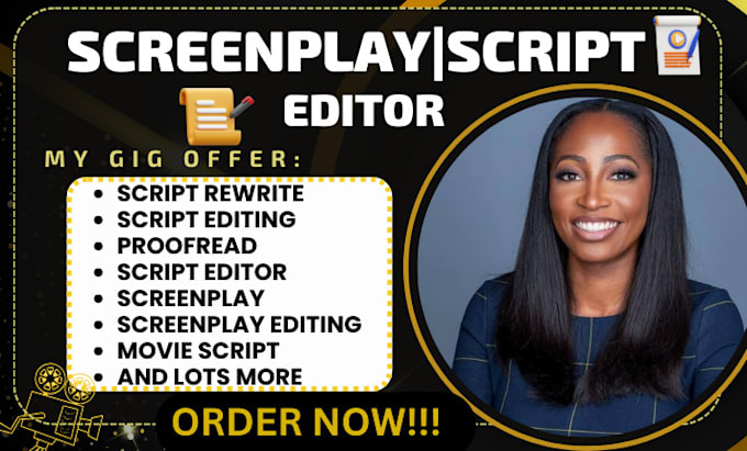Edit, proofread and format your screenplay movie script writing feature film by Gloria_smith24 ...
