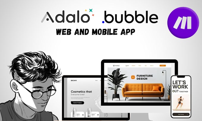 Develop adalo bubble io glide buildfire website web app saas mvp mobile app xano by Adekunle0100 ...
