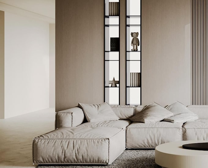 Design realistic living room 3d model, detailed v ray rendering ...