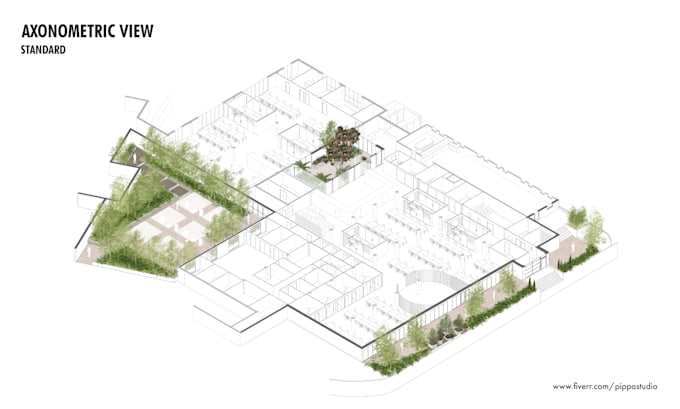 Create axonometric diagrams and 3d views for architecture by Pippastudio | Fiverr