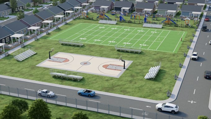 Design 3d sports complex, outdoor sports facility, stadiums, and gaming ...