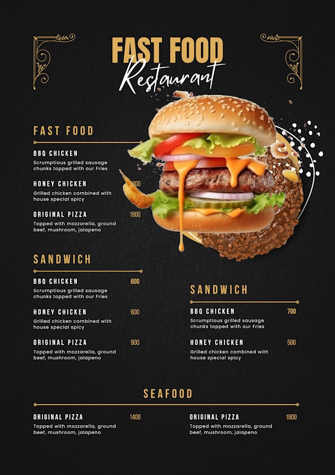Design a sleek digital food and drink menu by Fminahil_ | Fiverr