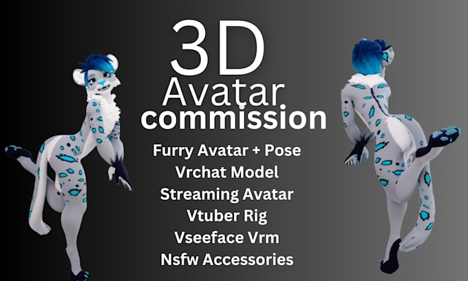 Create furry vrchat avatar, fursona vtuber, 3d nsfw model, vseeface by Chrispy_paws | Fiverr