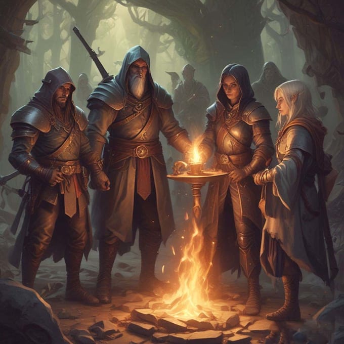 Do dungeon and dragon dnd party illustration by Agamasio | Fiverr