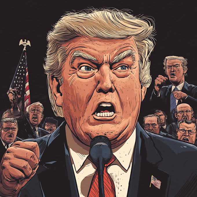 Make a funny political cartoon for you by Tharwis | Fiverr
