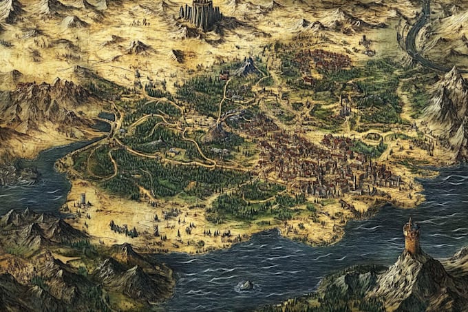 Draw a professional fantasy map for you by Stevarvey | Fiverr
