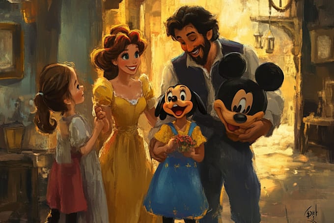 Design a professional disney family portrait by Karenstin | Fiverr