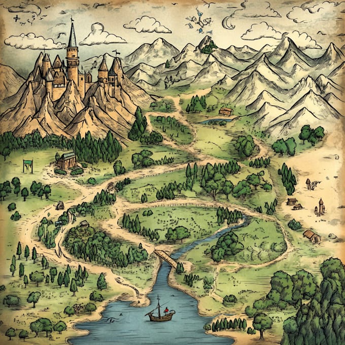 Illustrate the best fantasy map you have by Assa_hama5 | Fiverr