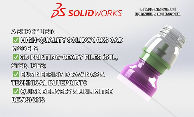 Provide cad design and 3d printing ready models in solidworks by ...