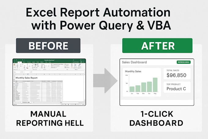 Automate your excel reports using power query and vba by Lcldni | Fiverr
