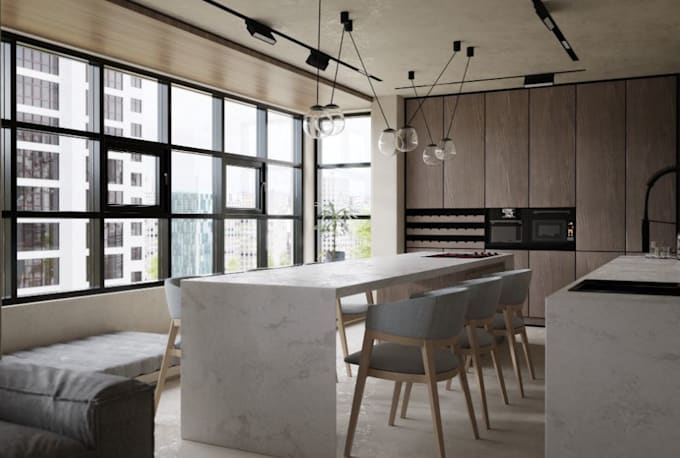 Farmhouse interior renovation, living area, studio, washroom, kitchen redesign by Moloinukan ...