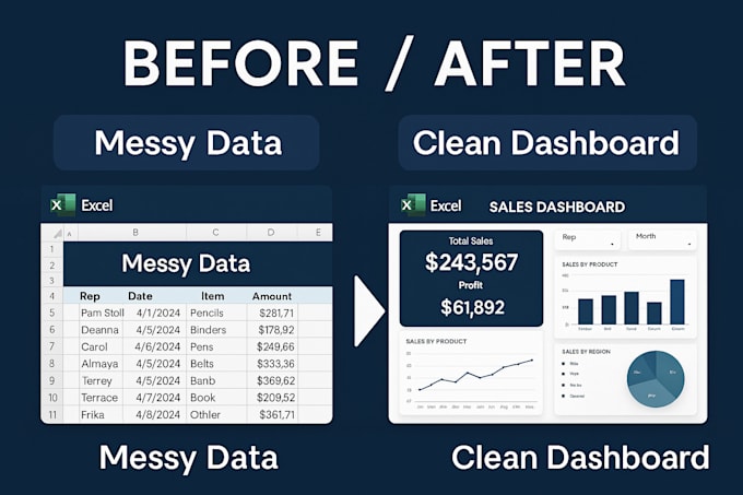 Create an interactive excel dashboard with kpis, charts, and automation by Seodataexpert | Fiverr