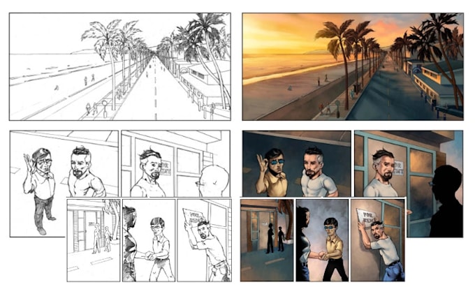 Draw storyboard comic book character design storyboard graphic novel ...