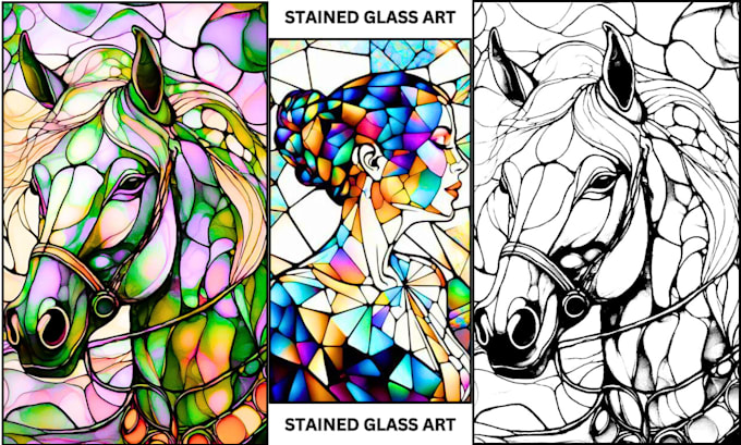 Draw stunning fantasy stained glass art mosaic glass art glass ...