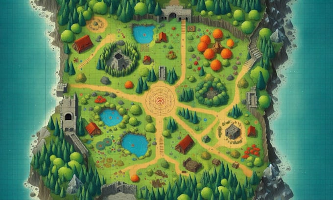 Draw fantasy world war map, dnd battle map, rpg site map, parallax ...